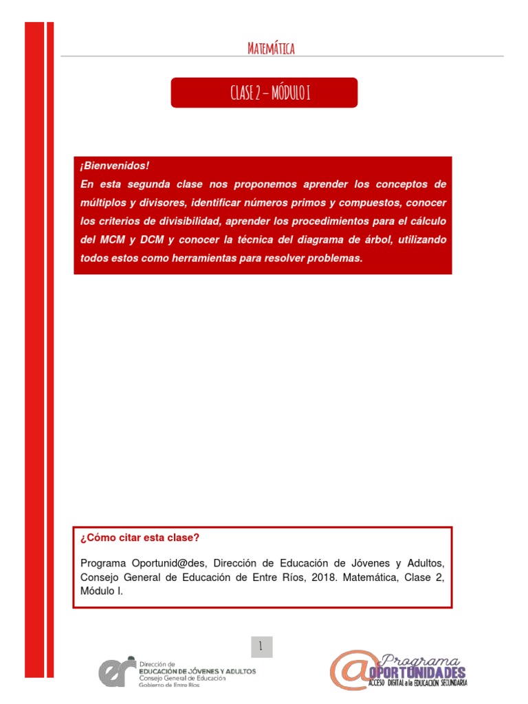 Matematica Módulo 1 Clase 2 PDF | PDF | Número primo | Matemáticas