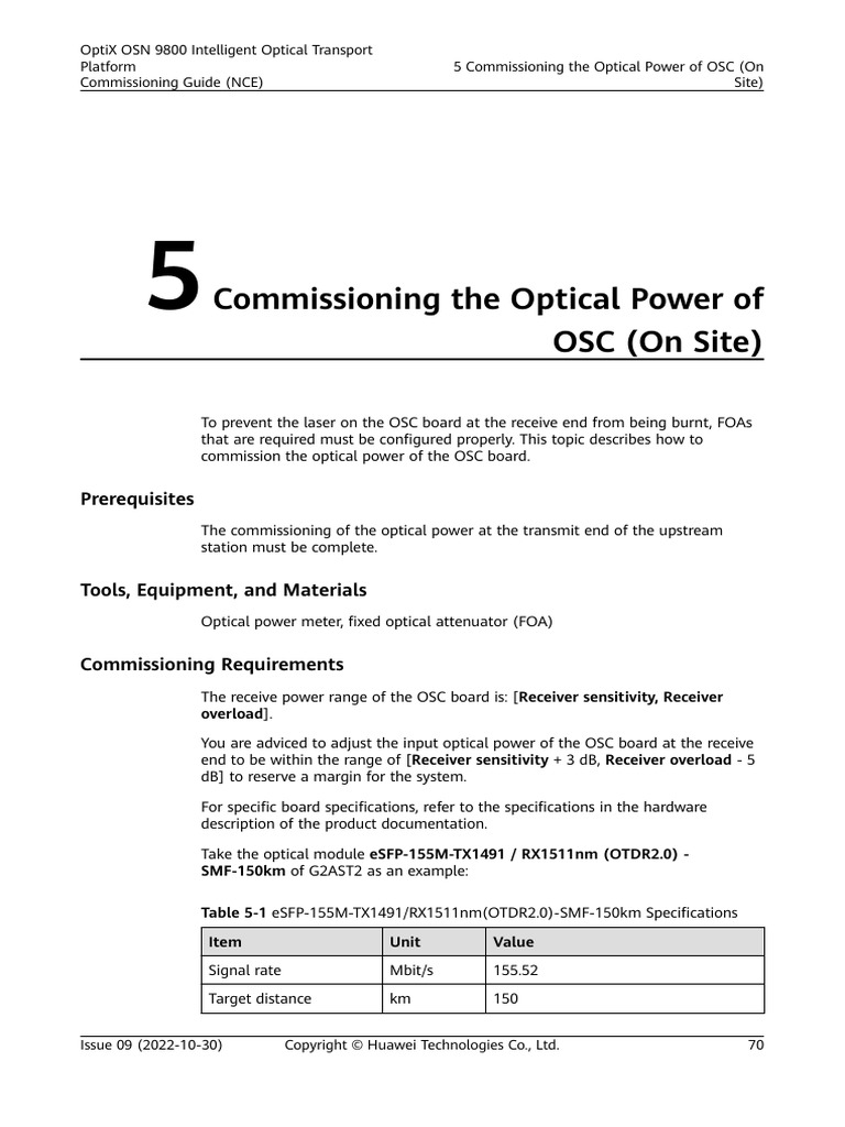 01-05 Commissioning The Optical Power of OSC (On Site) PDF | PDF | Electricity | Electronics