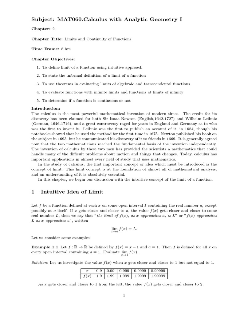 Module#2 Limits&Continuity-Functions PDF | PDF | Calculus | Mathematics