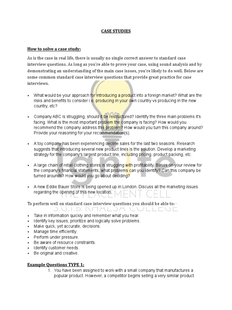 Case Studies Prep Material - Ignite | PDF | Market (Economics) | Exports
