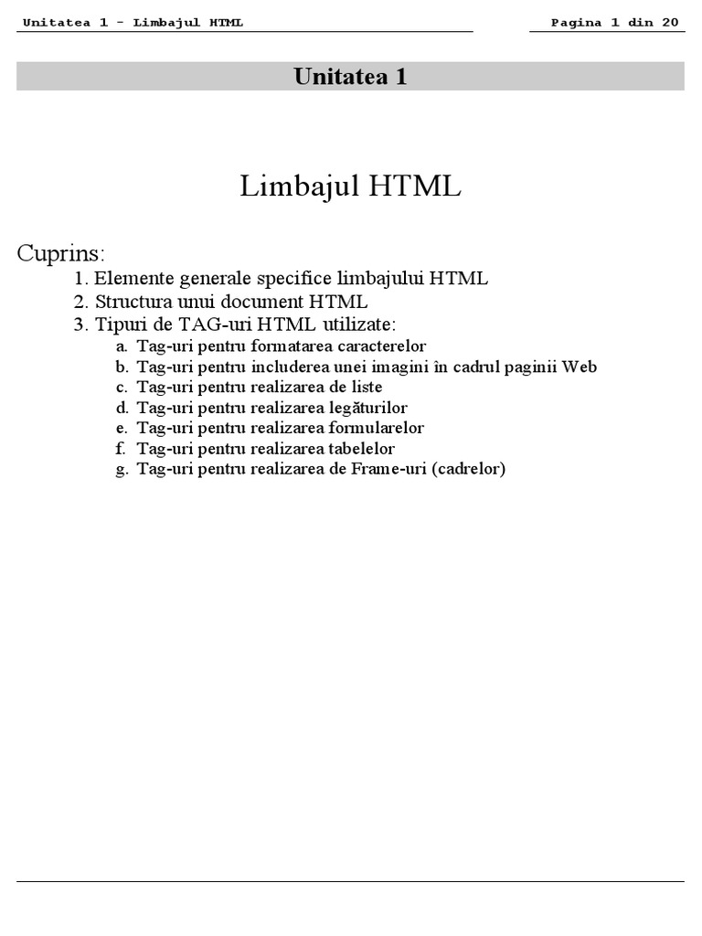 Limbajul HTML Seminar | PDF