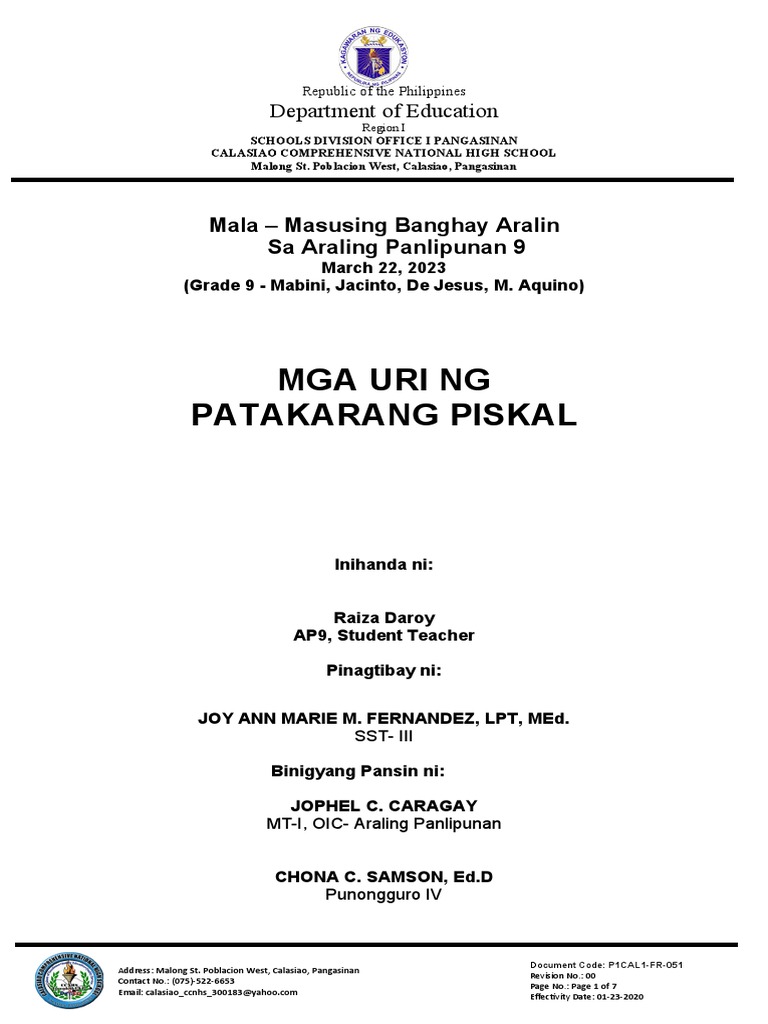 Mga Uri NG Patakarang Piskal | PDF