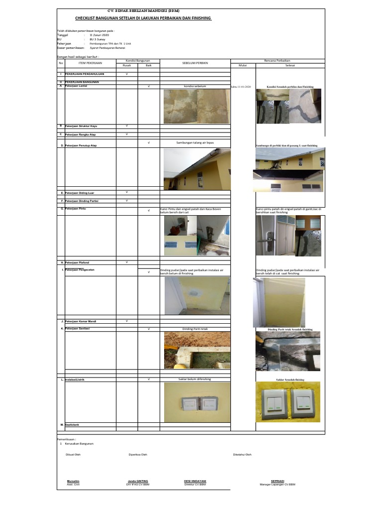 Checklist - Bangunan TPA BU 3 | PDF