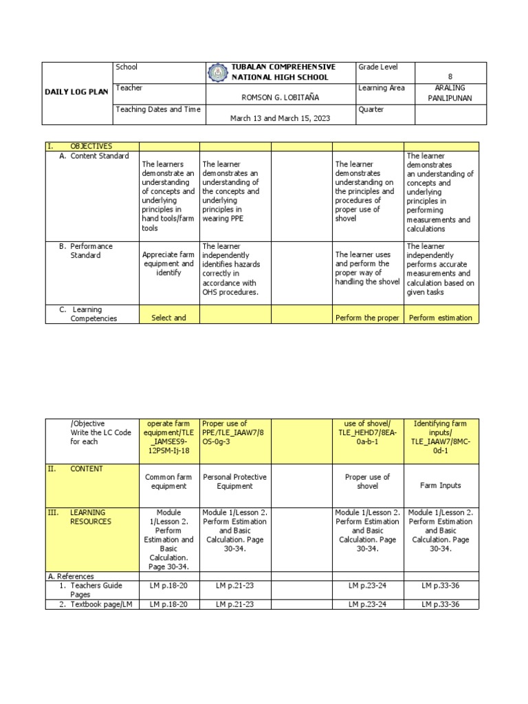 DLL in Araling Panlipunan Grade 8 | PDF | Learning | Personal ...