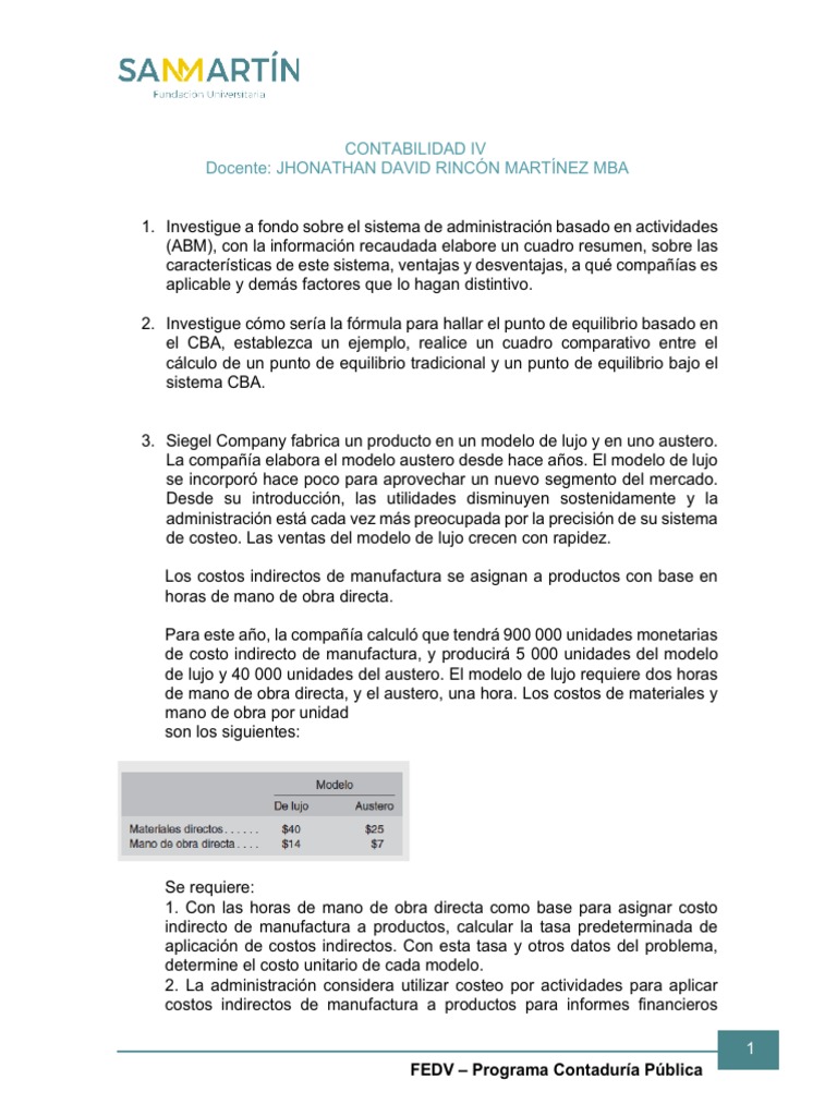 Ejercicio Mod Vi y Vii | PDF | Costo | Negocios económicos