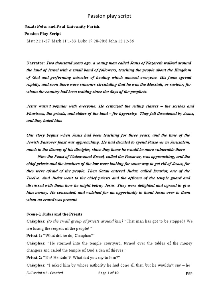 Passion Play Script | PDF | Jesus | Barabbas
