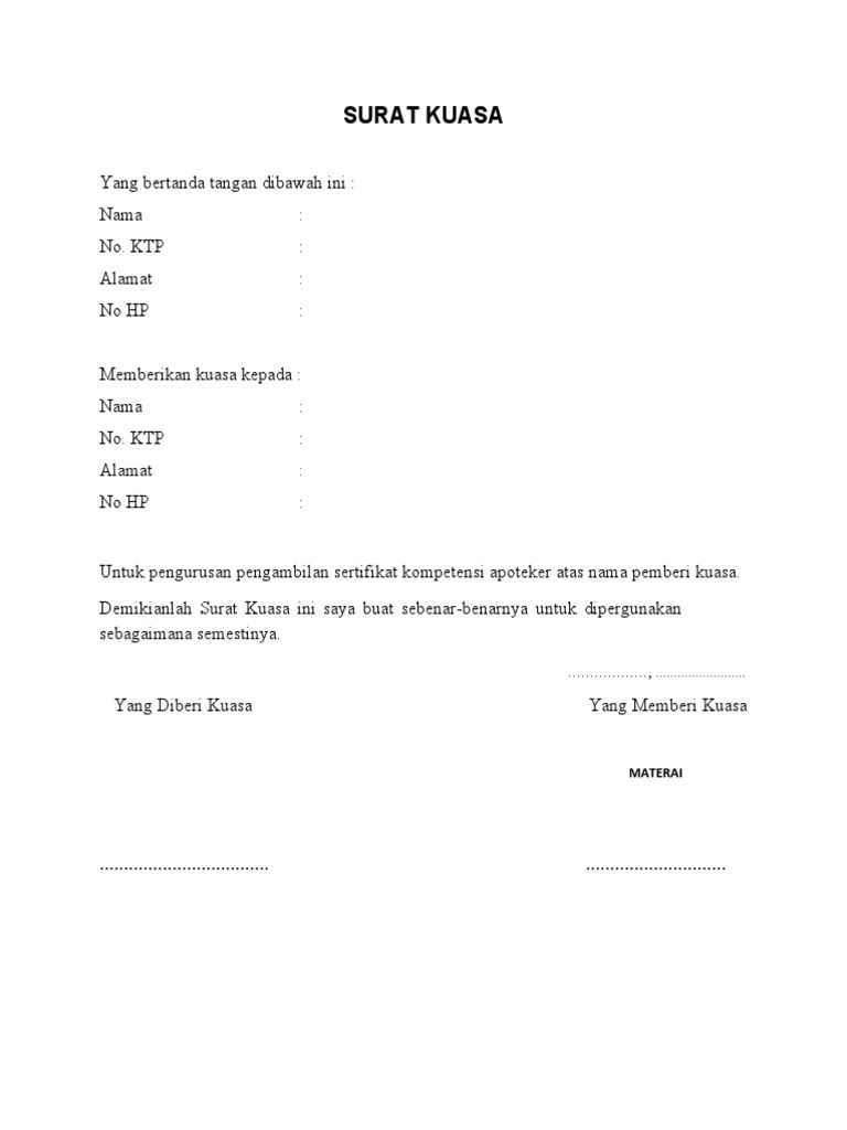 Contoh-Surat-Kuasa-Pegambilan Serkom | PDF