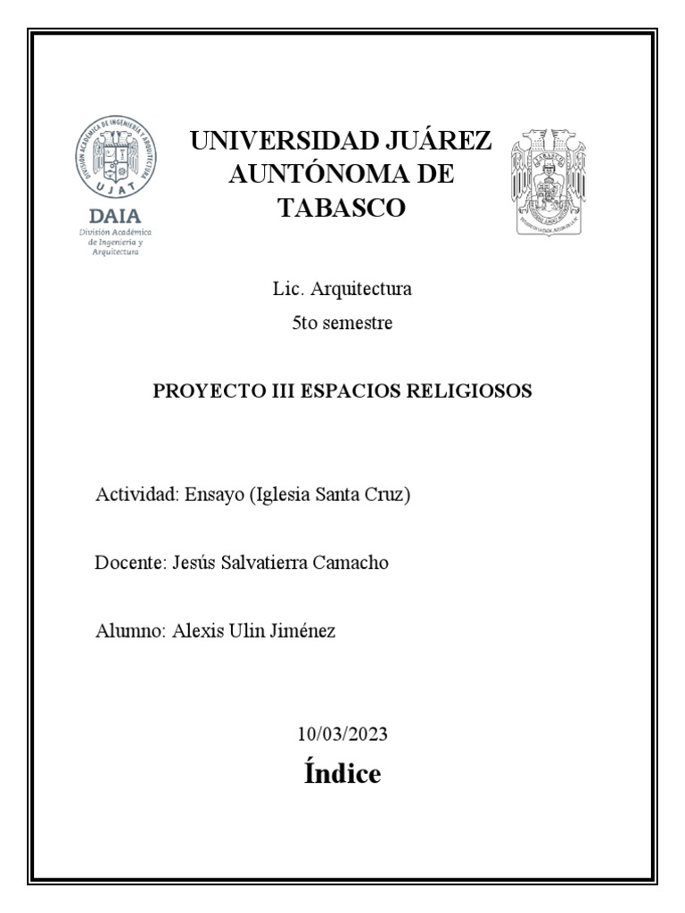 CATEDRAL DEL Sr. Villa Hermosa. Tab (Ensayo Alexis ULin Jiménez) | PDF