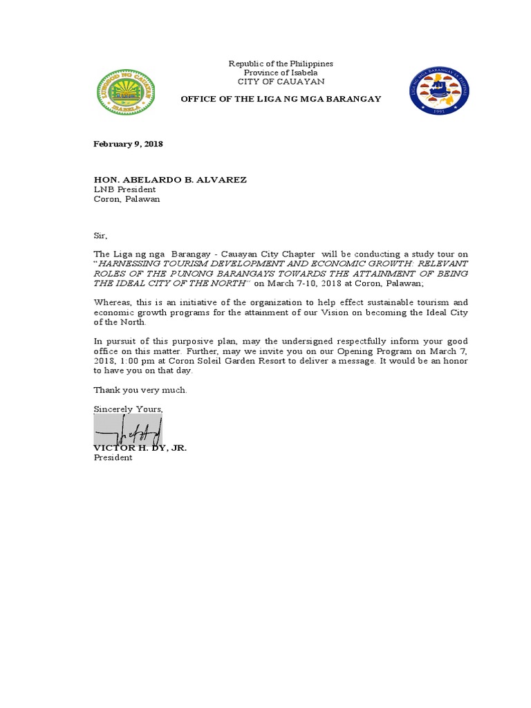 Coron 2018 - Letter To LNB President | PDF