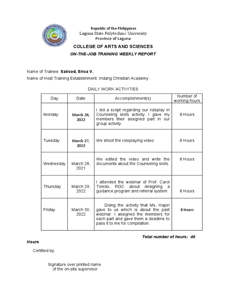 Weekly-Progress-Report 2 in ICA | PDF