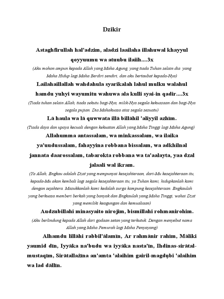 Do'a Dan Zikir | PDF