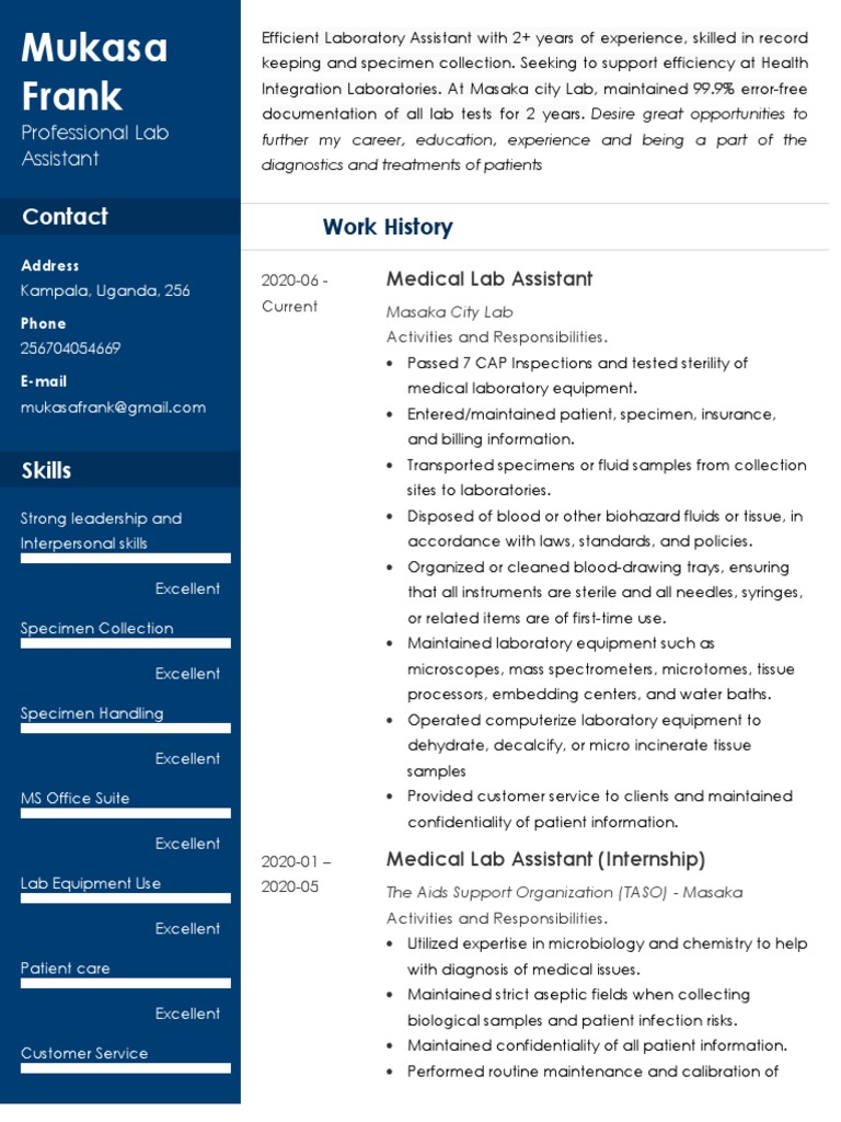 Frank Resume | PDF | Medical Laboratory | Laboratories