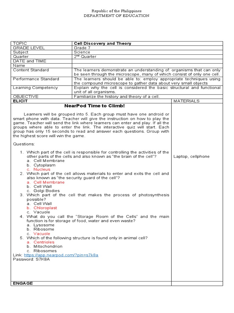 2ND Quarter Science 7 - Cell Discovery and Theory | Download Free PDF ...