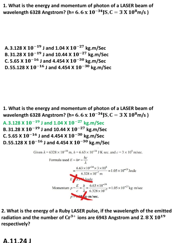 Tutorial Unit II PHY110 | Download Free PDF | Laser | Quantum Optics