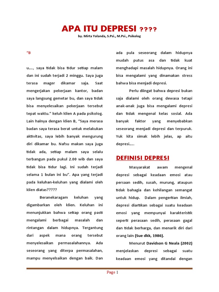 Definisi dan Gejala Depresi | PDF | Sains & Matematika