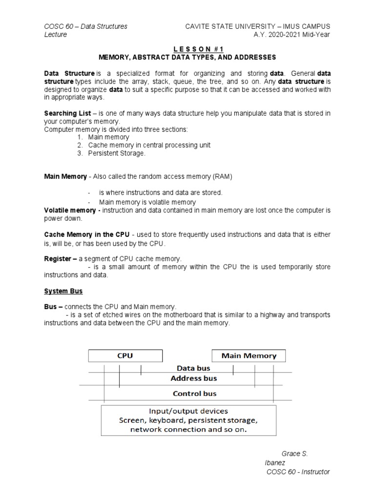 MEMORY AND DATA TYPES | PDF | Computer Data Storage | Queue (Abstract Data Type)
