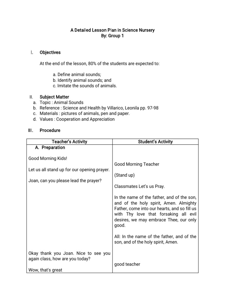Detailed Lesson Plan SCIENCE 5 | PDF | Duck