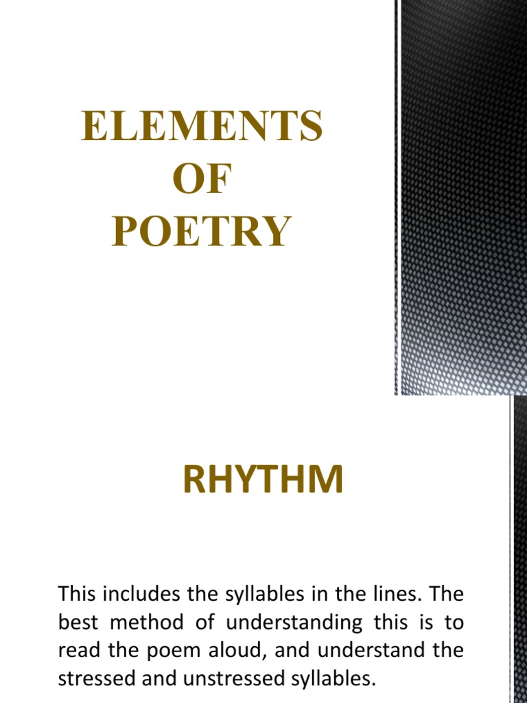 Elements of Poetry | PDF | Poetry | Metre (Poetry)