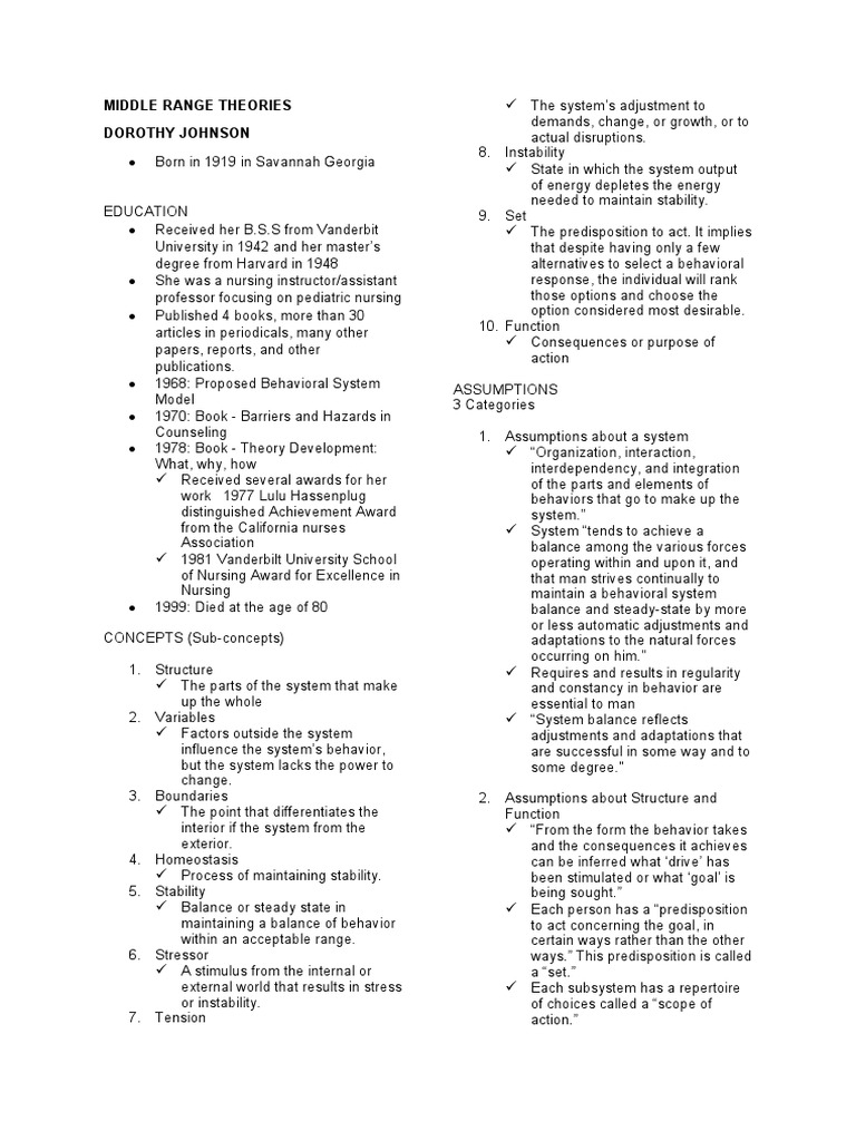 Middle Range Theories | PDF | Nursing | Interpersonal Relationships