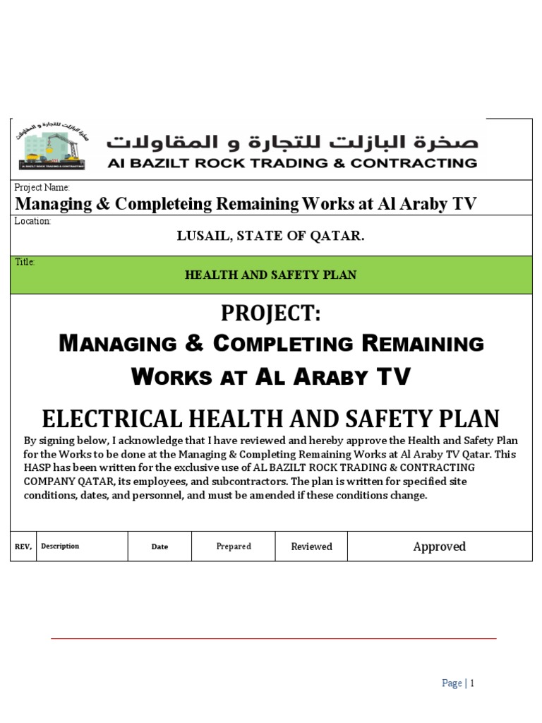 Electrical Safety Plan | PDF | Occupational Safety And Health | Safety