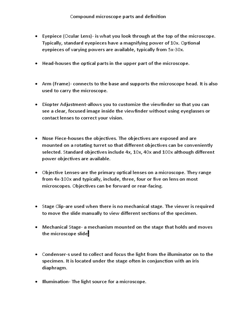 Anatomy of a Compound Microscope: A Comprehensive Guide to Microscope ...