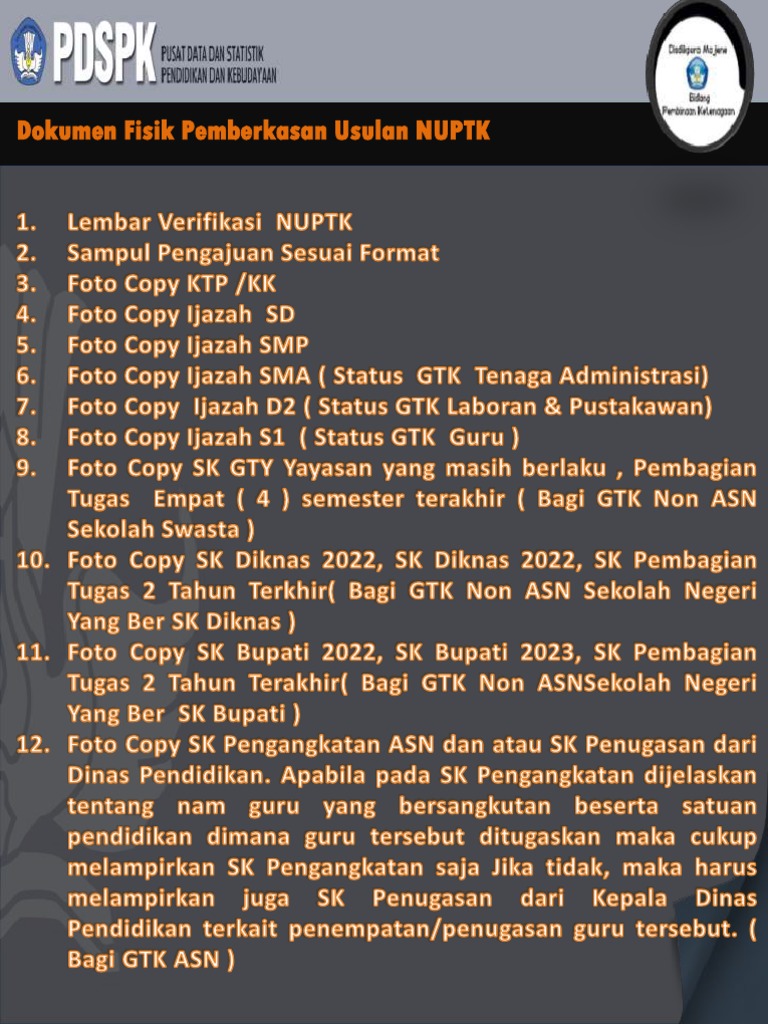 Persyaratan Pemberkasan Nuptk | PDF