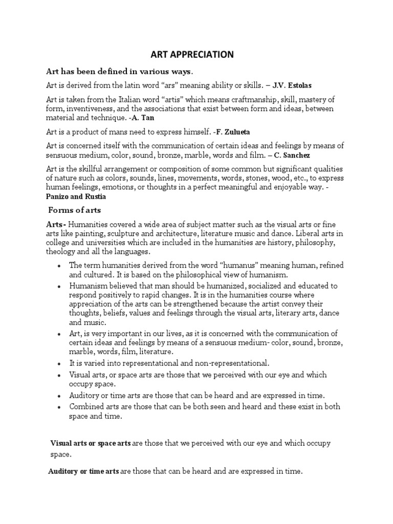 Art Appreciation | Download Free PDF | The Arts | Composition (Visual Arts)