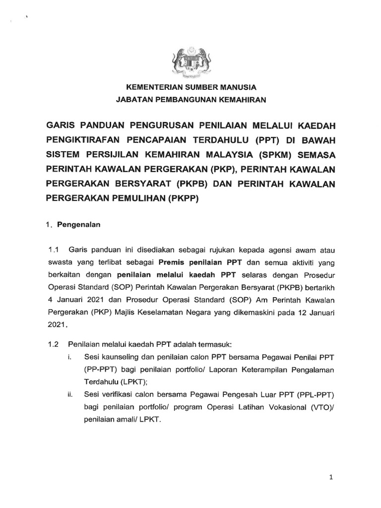 Garis Panduan Penilaian PPT Semasa PKP PKPB PKPP | PDF