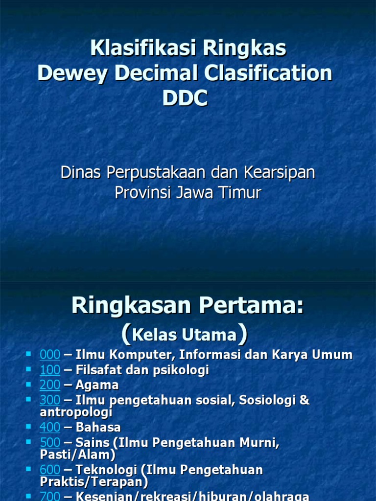 Klasifikasi Ringkas DDC | PDF