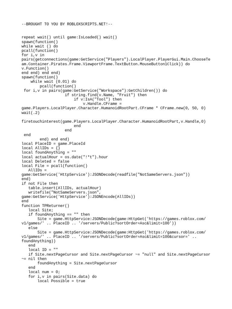 Blox Fruits Script Roblox Scripts Pdf Software Engineering Data Management