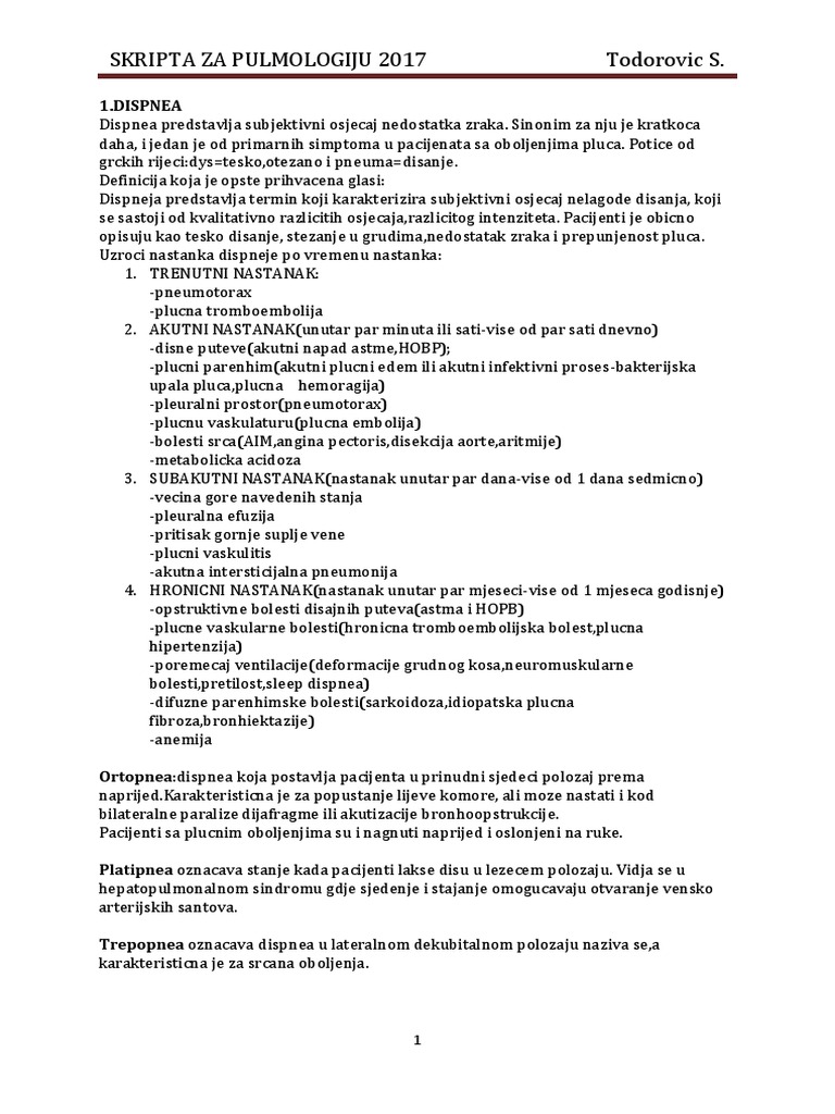 Skripta-Za-Pulmologiju Osnovno | PDF