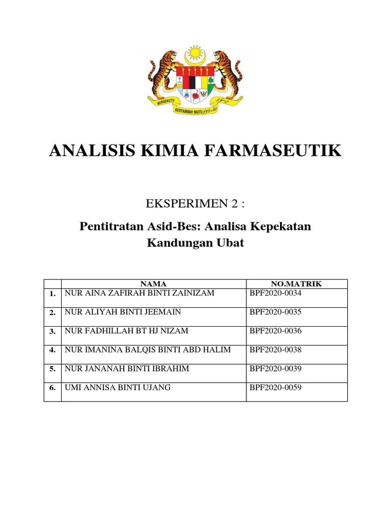 LAB REPORT KIMIA 2 | PDF