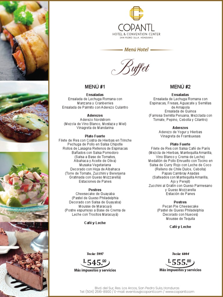Menu Buffet Hotel Nuevo | PDF | ensalada | Postres Menu Buffet Hotel Nuevo | PDF | ensalada | Postres