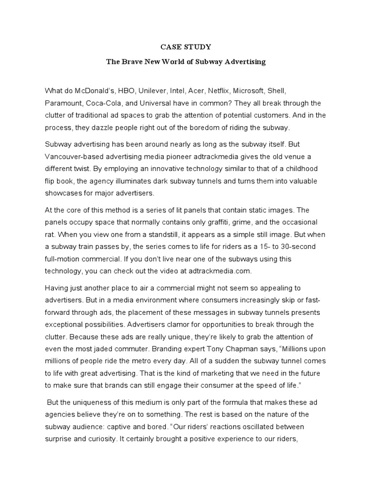 Case Study | PDF | Advertising | Perception