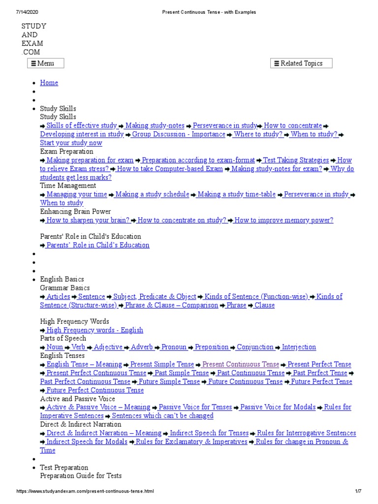 Present Continuous Tense - With Examples | PDF | Verb | Grammatical Tense