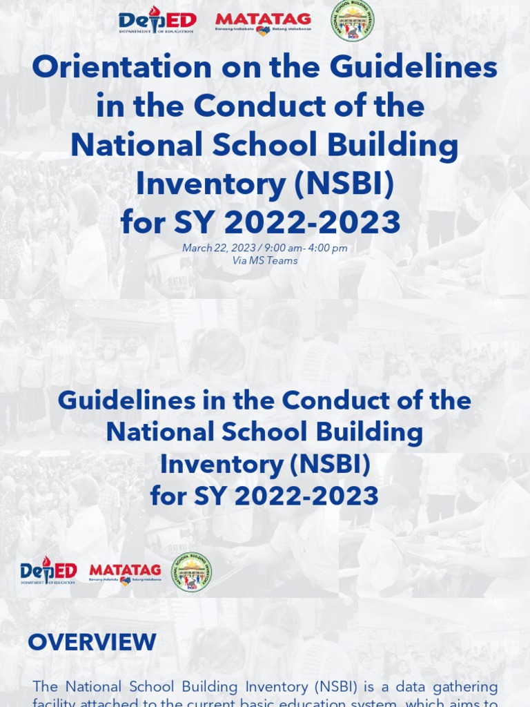 (PRESENTATION) Orientation On The Guidelines in The Conduct of NSBI SY ...