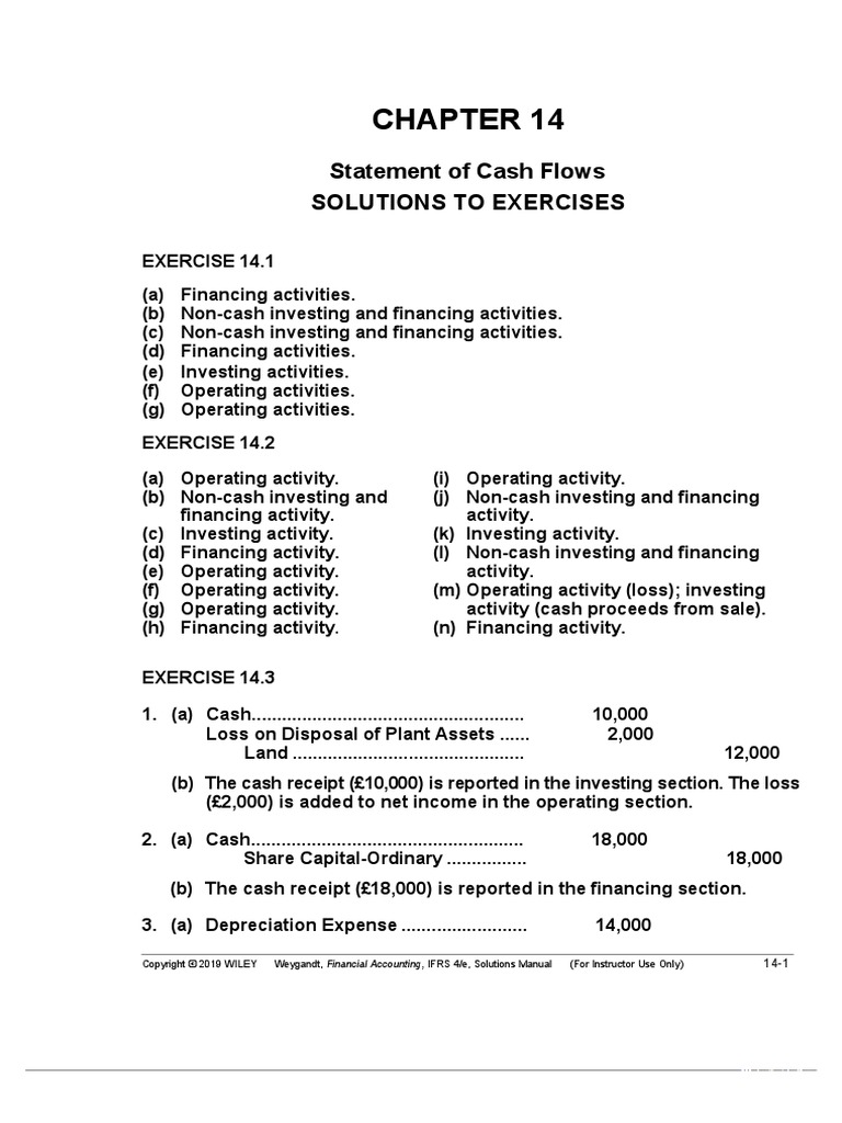 Financial Accounting Solution ch14 | PDF | Expense | Cash Flow Statement