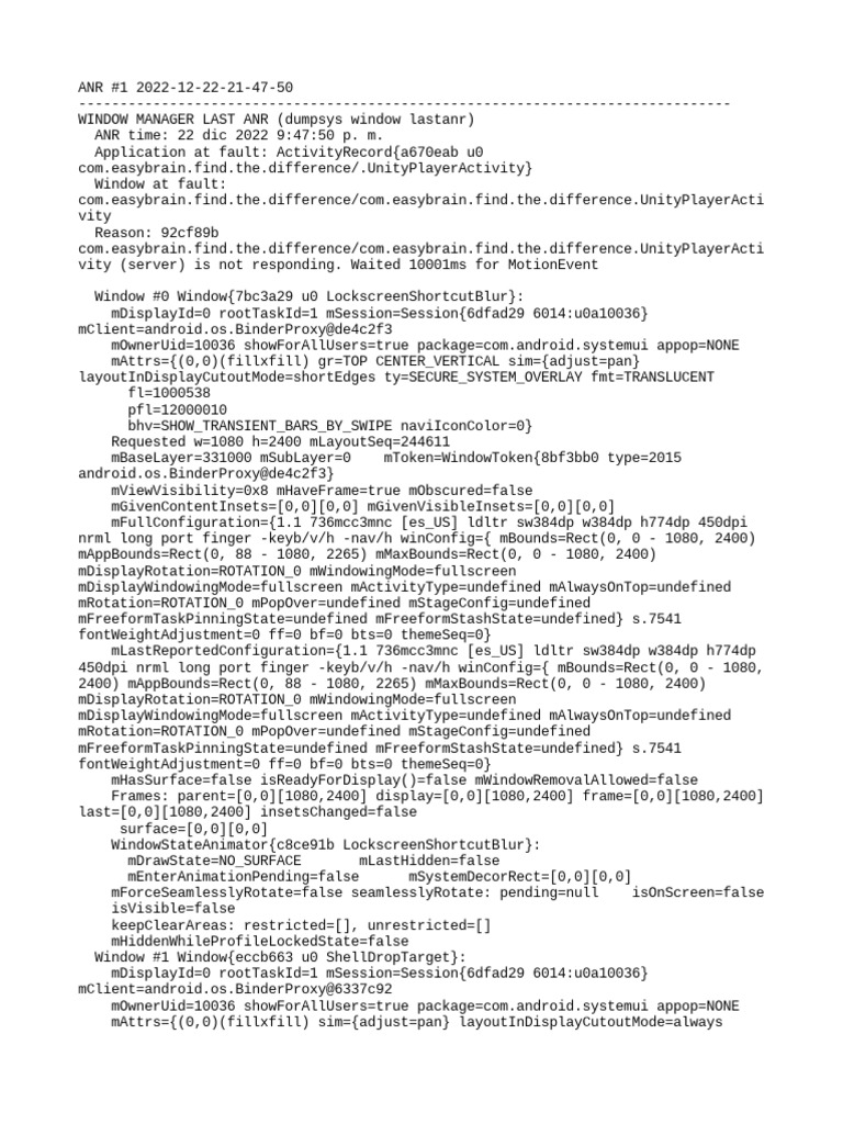 Dumpsys ANR WindowManager | PDF | Software | Software Development