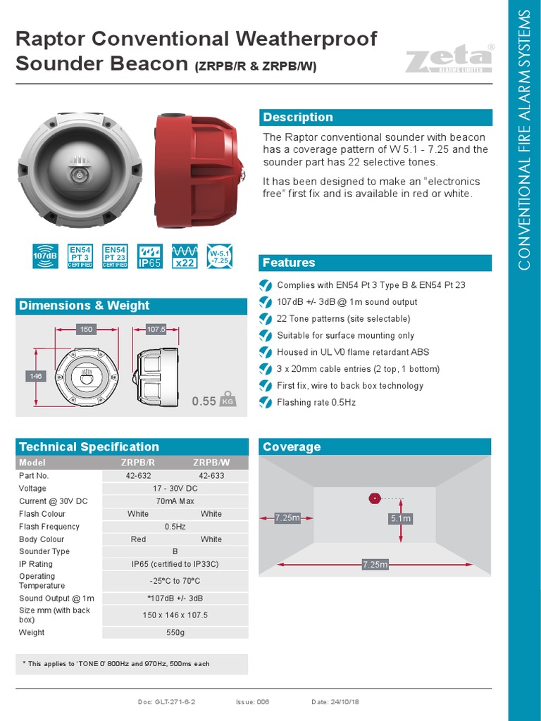 Raptor Conventional Sounder Beacons PDF | PDF | Electric Power ...