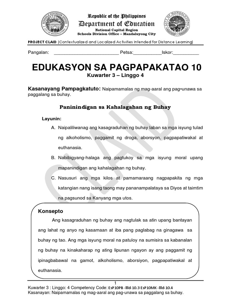 EsP10 Q3 Week4 | PDF