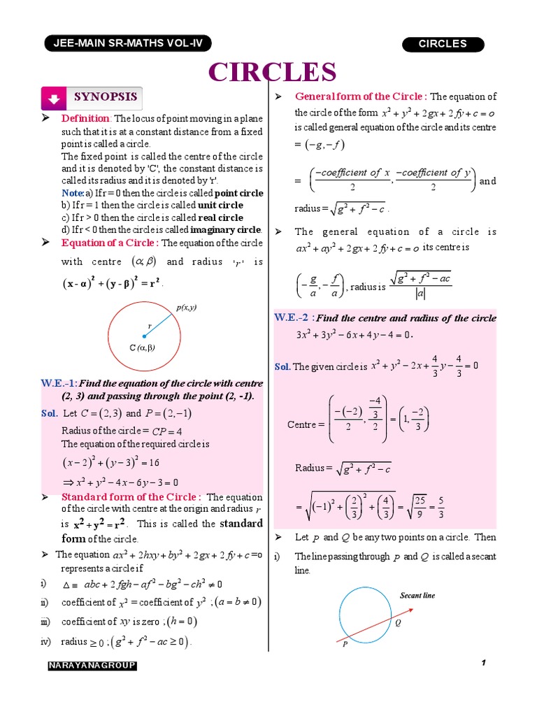 XI - Maths - Chapter 11 - CIRCLES (1-25) | PDF | Circle | Elementary ...