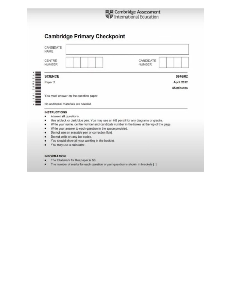 Science Checkpoint Primary Paper 2 | PDF