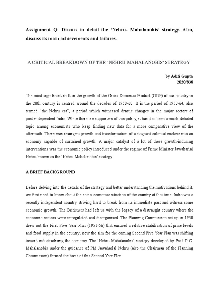Nehru-Mahalanobis Strategy Review | PDF | Economic Growth | Long Run ...
