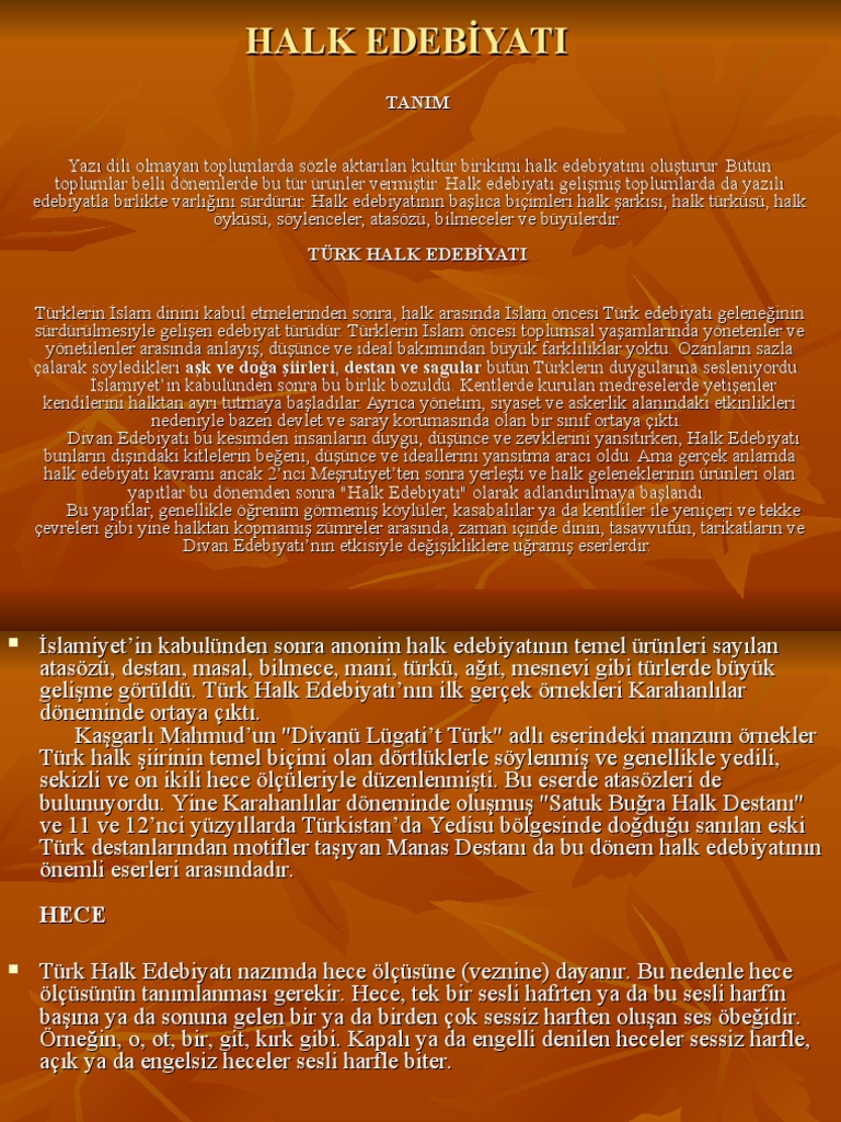 Halk Edebiyati: Tanim | PDF