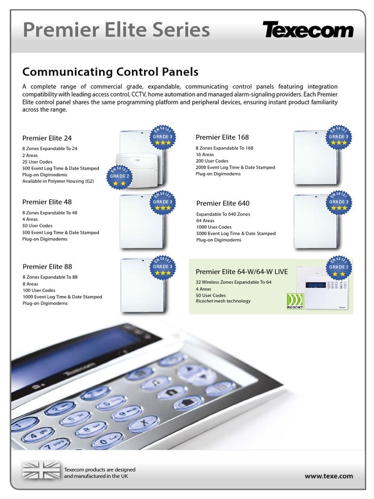 Texecom A3 Prem Elite Series Leaflet LIT-0163-2 Web | PDF | Power Supply | Computer Network