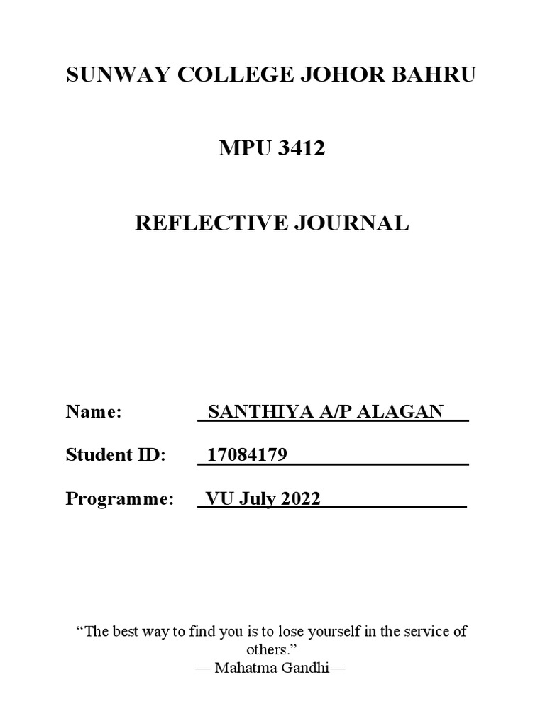 Reflective Journal on Community Service | PDF