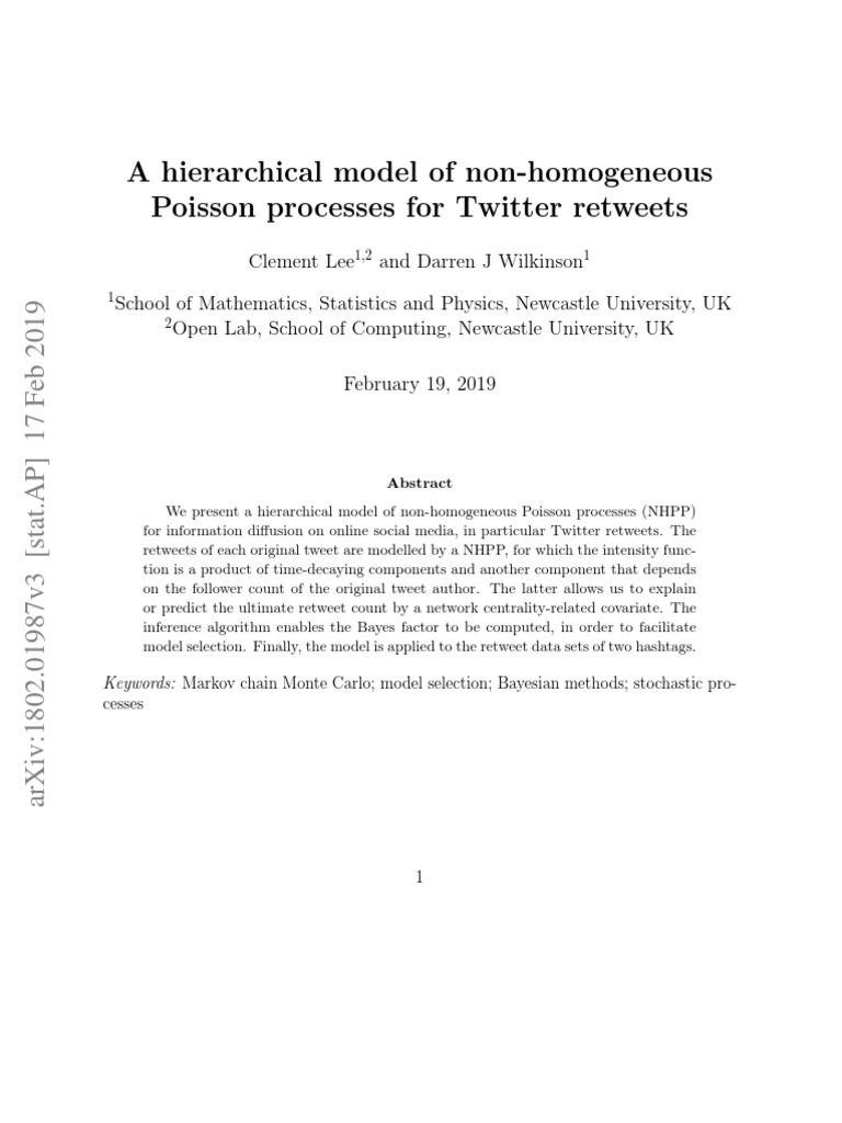 A Hierarchical Model of Non-Homogeneous Poisson Processes For Twitter Retweets - Lee and ...