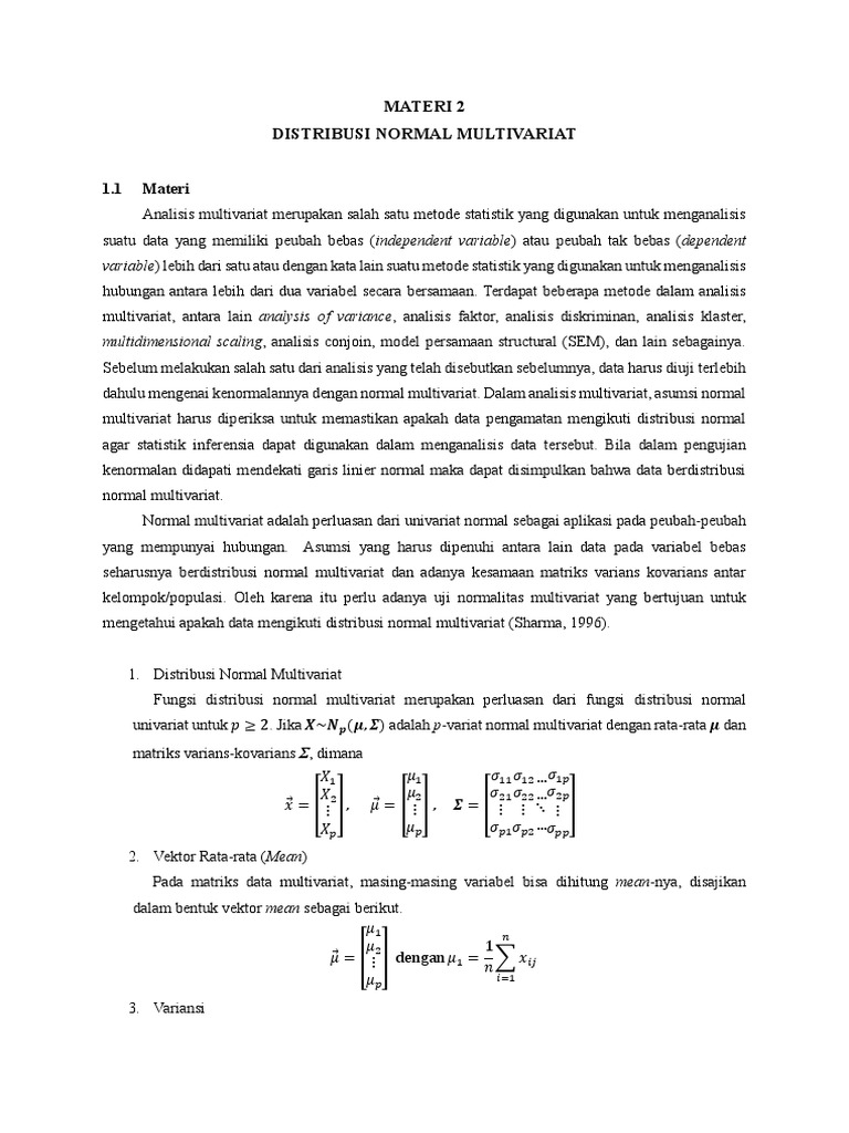 (Materi2) Distribusi Normal Multivariat | PDF