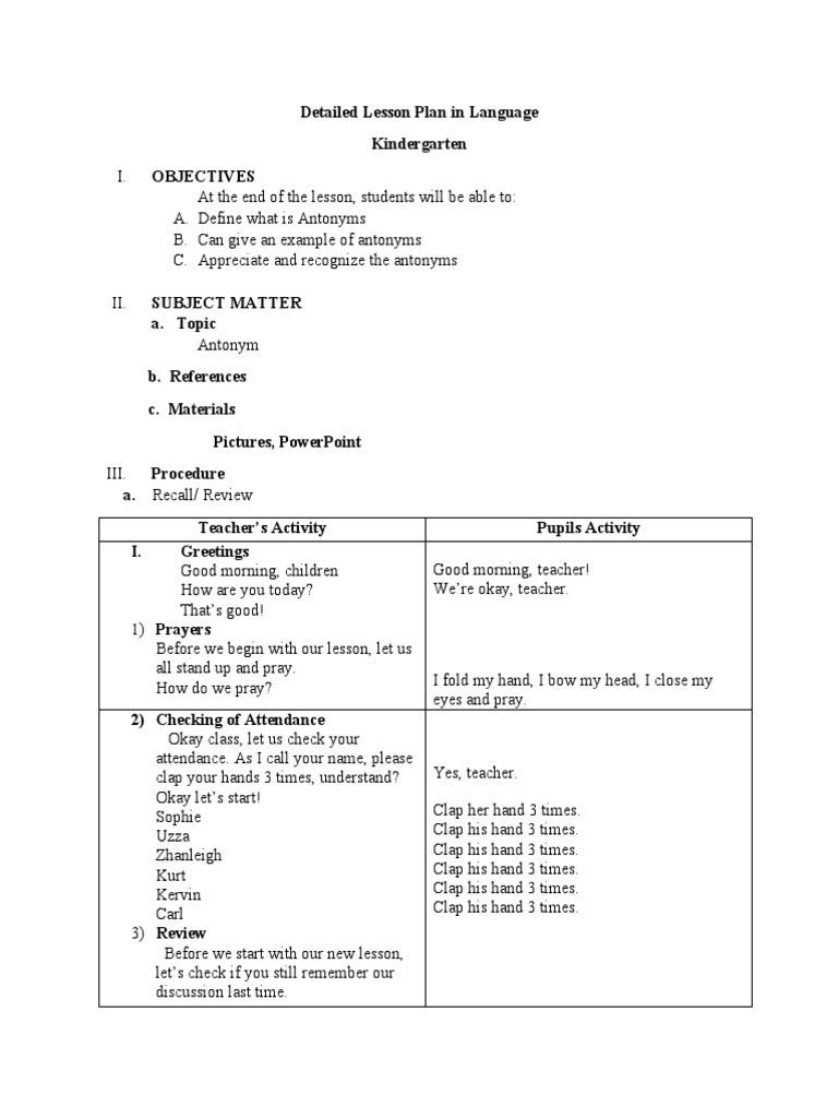 Detailed Lesson Plan in Language | PDF | Lesson Plan | Teachers