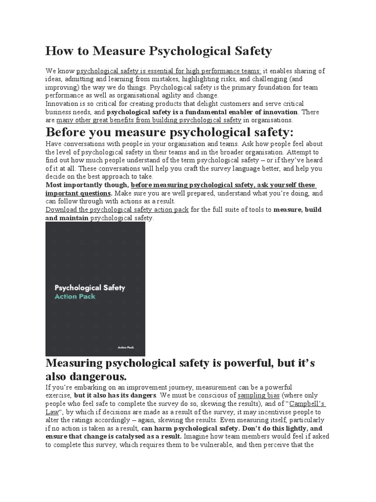 How To Measure Psychological Safety | PDF | Risk | Behavior